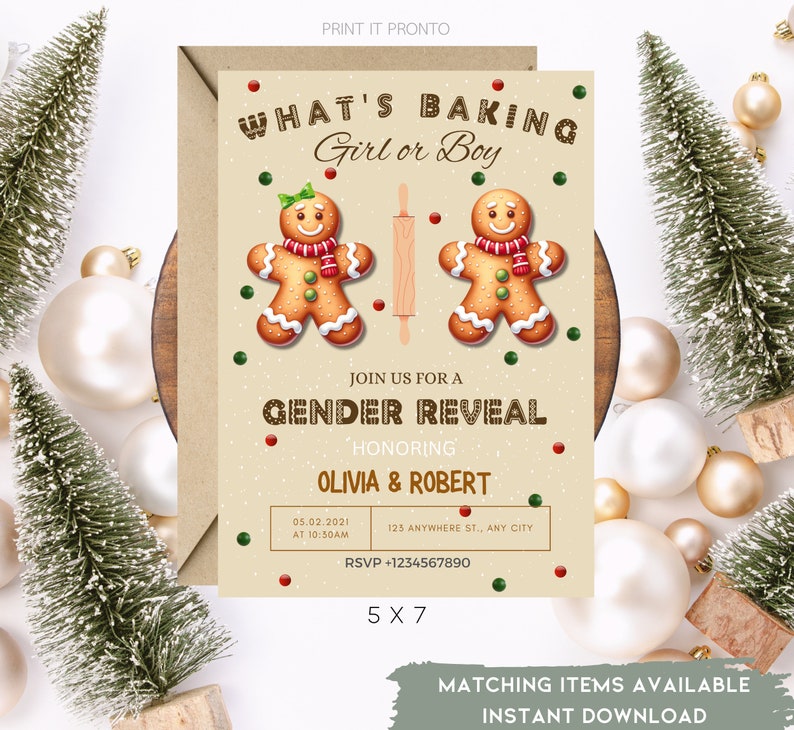 What is Baking Gingerbread Gender Reveal Invitation, Gingerbread Party ...