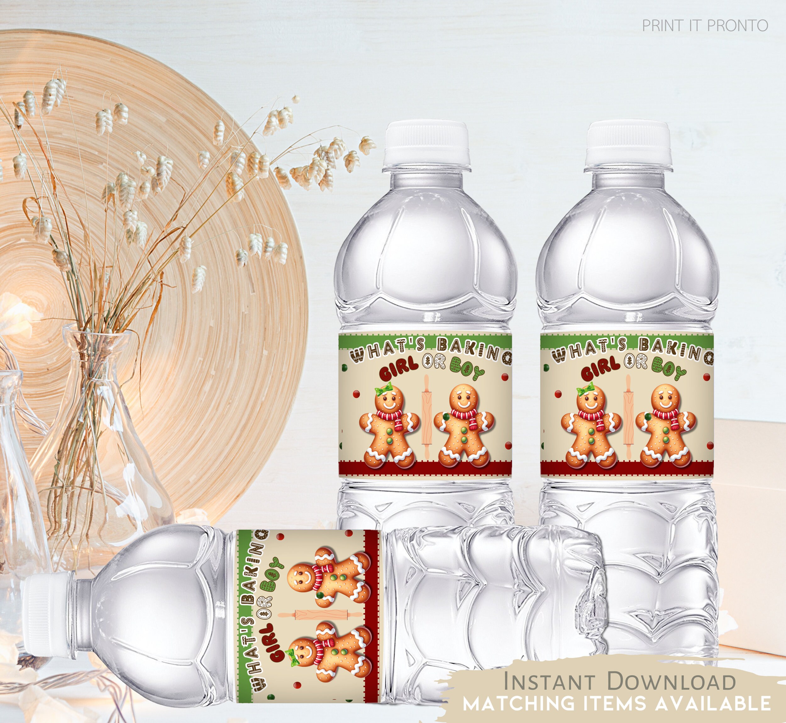 Printable What's Baking Gingerbread Water Bottle Labels - Etsy