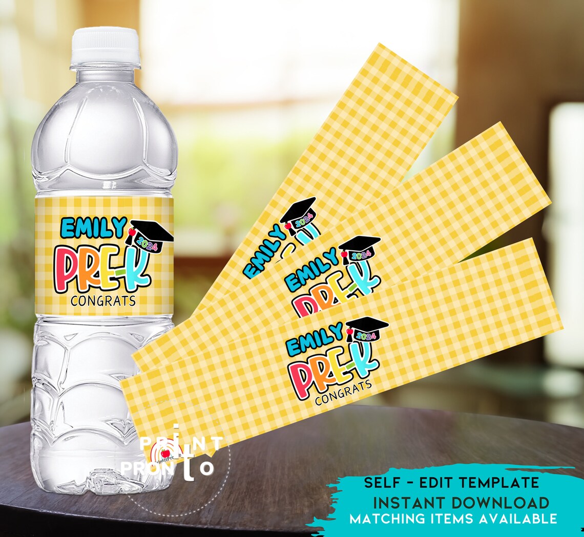 Pre-kindergarten Graduation Water Labels, Graduation Favors ...