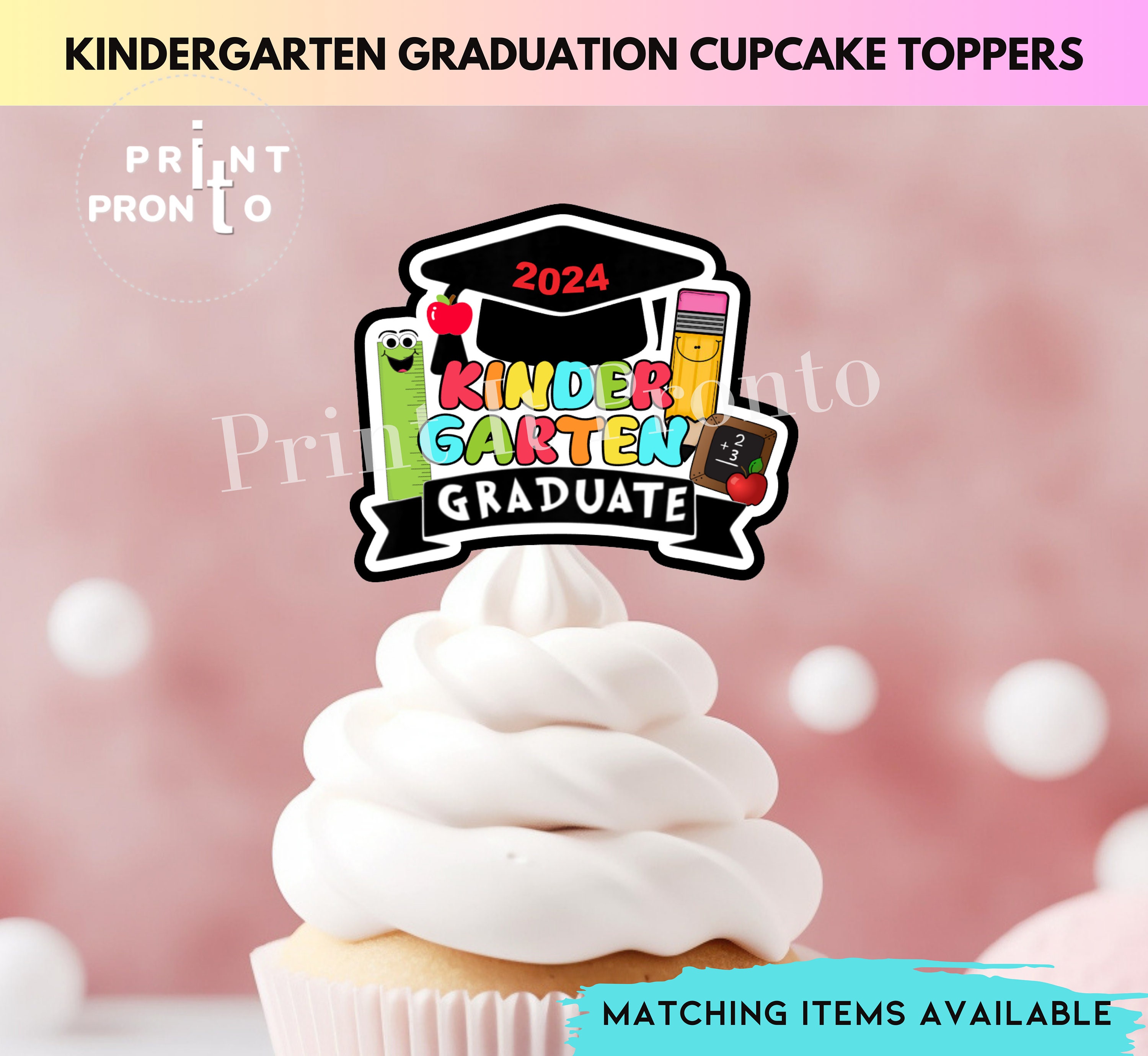 Kindergarten Graduation Cupcake Toppers, Pre Kindergarten Graduation ...