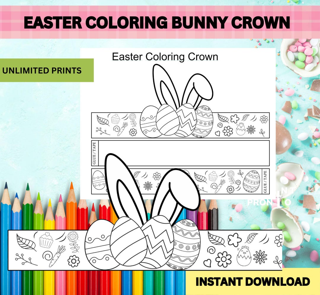 Easter Paper Crown, Easter Coloring Crown, Easter Party, Kids Easter ...