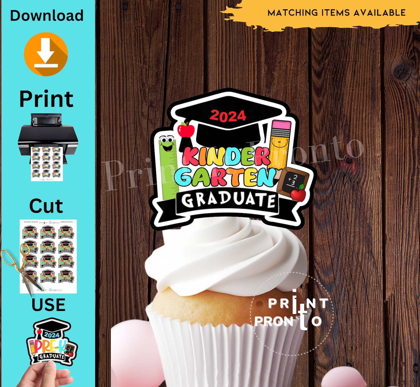 Kindergarten Graduation Cupcake Toppers, Pre Kindergarten Graduation ...