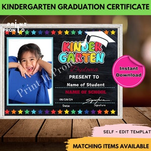 Editable Preschool Diploma With Photo, Graduation Certificate ...