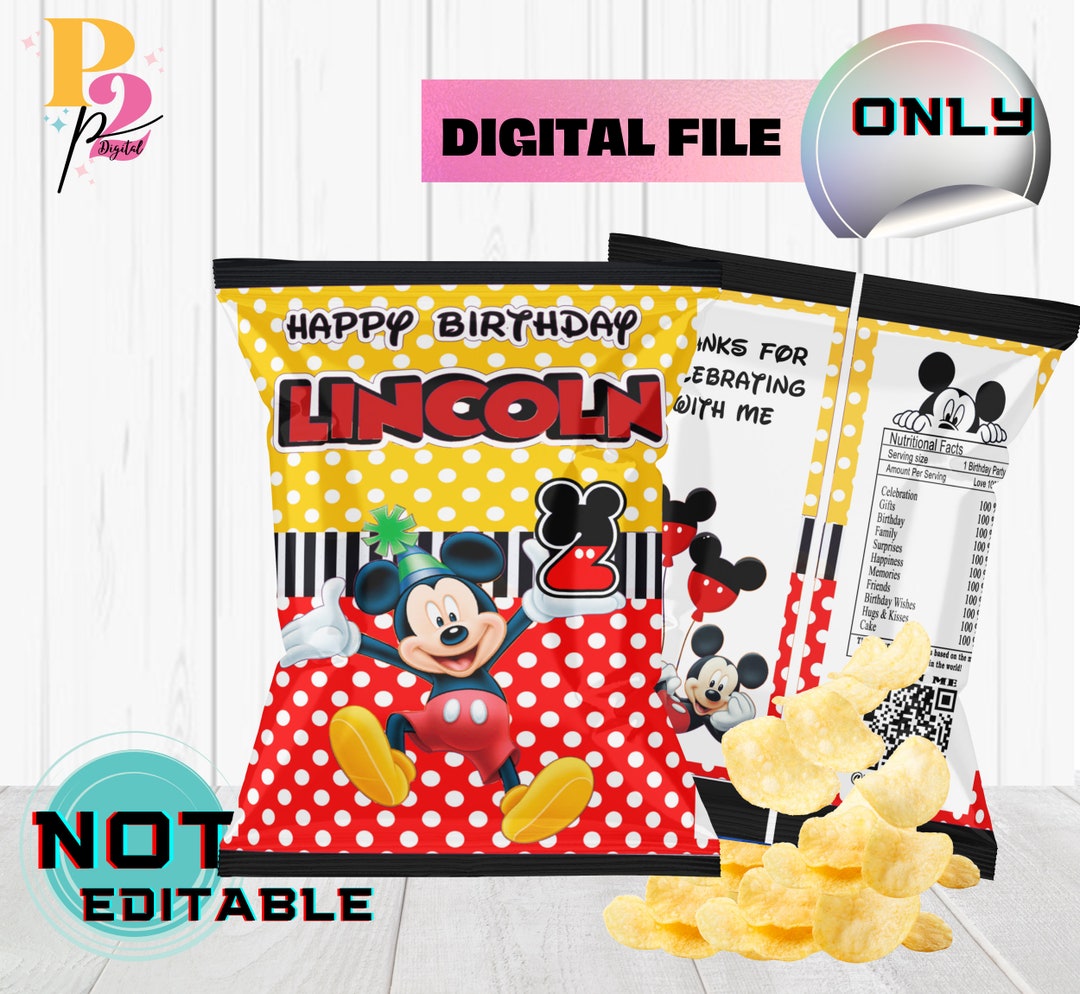 Mickey Mouse Chip Bags, Mickey Party, Mickey Birthday, Mickey Favors ...