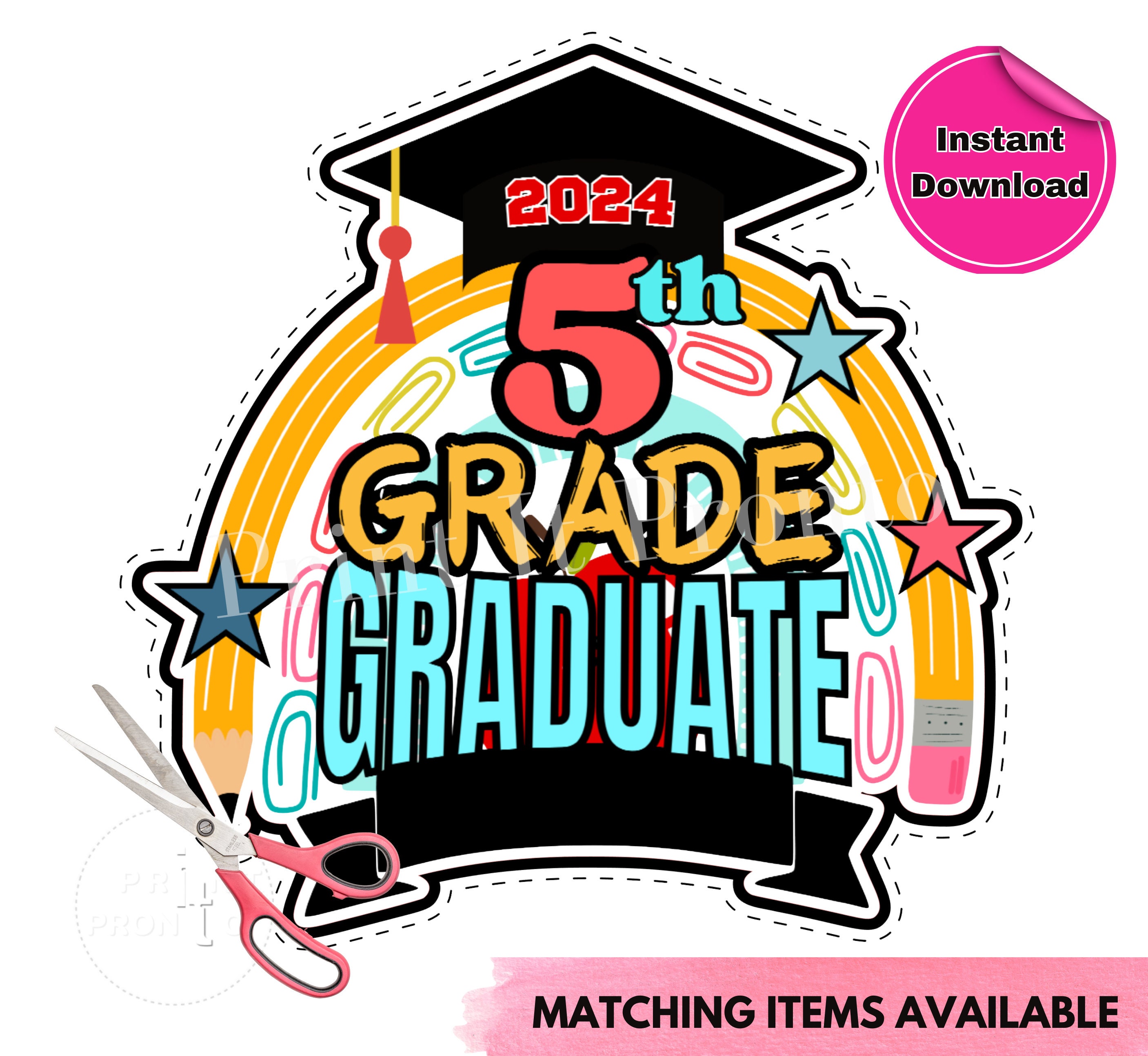 Editable 5th Grade Graduation Cake Topper, Grad 2024, 5th Grade Topper ...