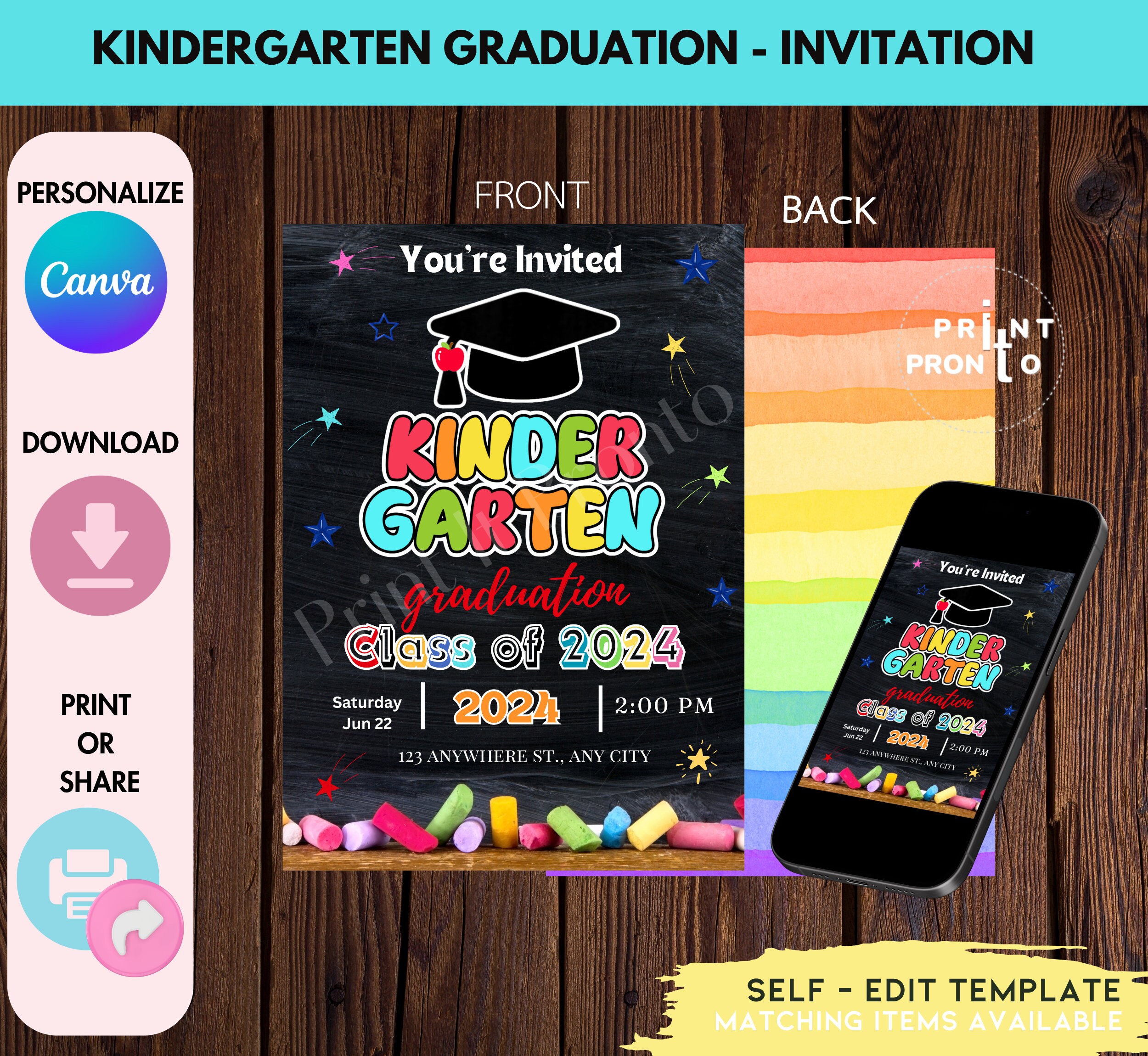 Editable Kindergarten Invitation Template, Kindergarten Graduation ...