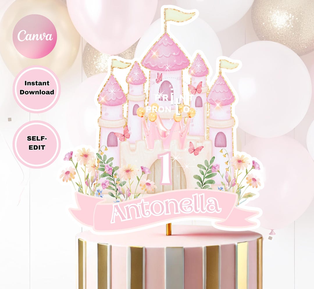 Princess Castle Cake Topper: Fairytale Party Decor (digital Download ...