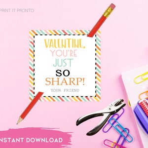 Valentine Pencil Holder Tag, Valentine Pencil Tags, Write Valentines ...