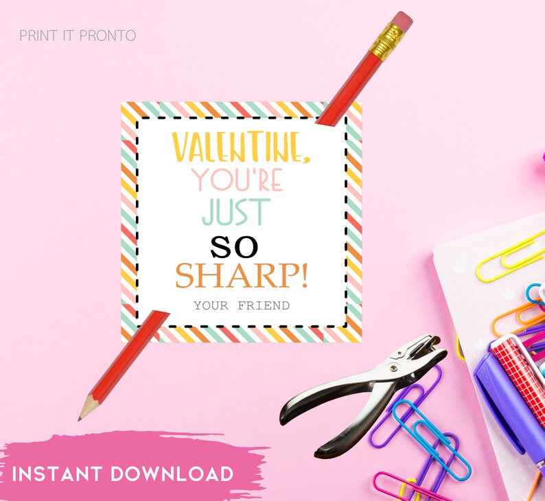 Valentine Pencil Holder Tag, Valentine Pencil Tags, Write Valentines ...