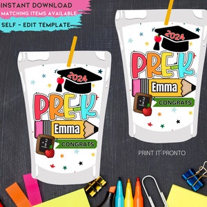 Editable Pre Kindergarten Graduation Capri Sun Labels, Kindergarten ...