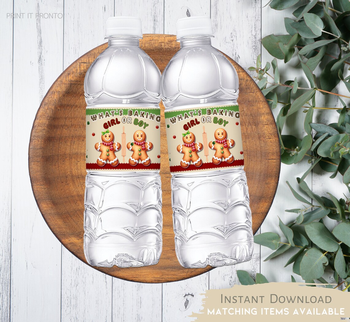 Printable What's Baking Gingerbread Water Bottle Labels - Etsy