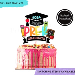 Editable Pre Kindergarten Graduation Cake Topper, Kindergarten ...