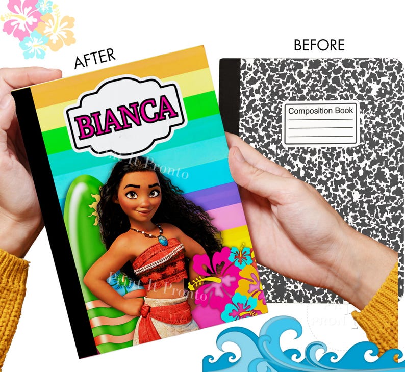 Editable Moana Composition Notebook Cover, Moana Book Cover, Moana ...