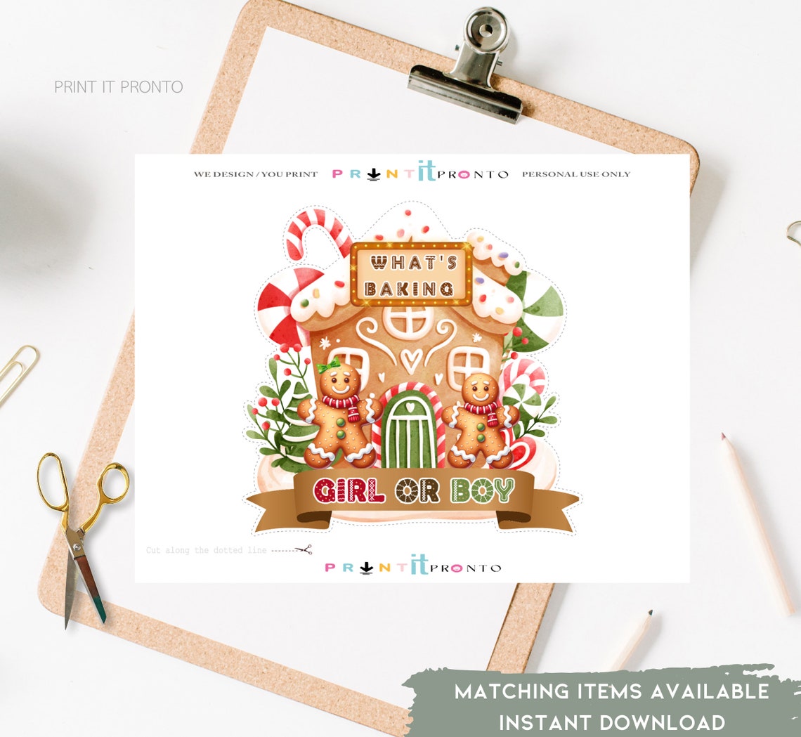 What's Baking Gingerbread Gender Reveal Cake Topper, Christmas ...