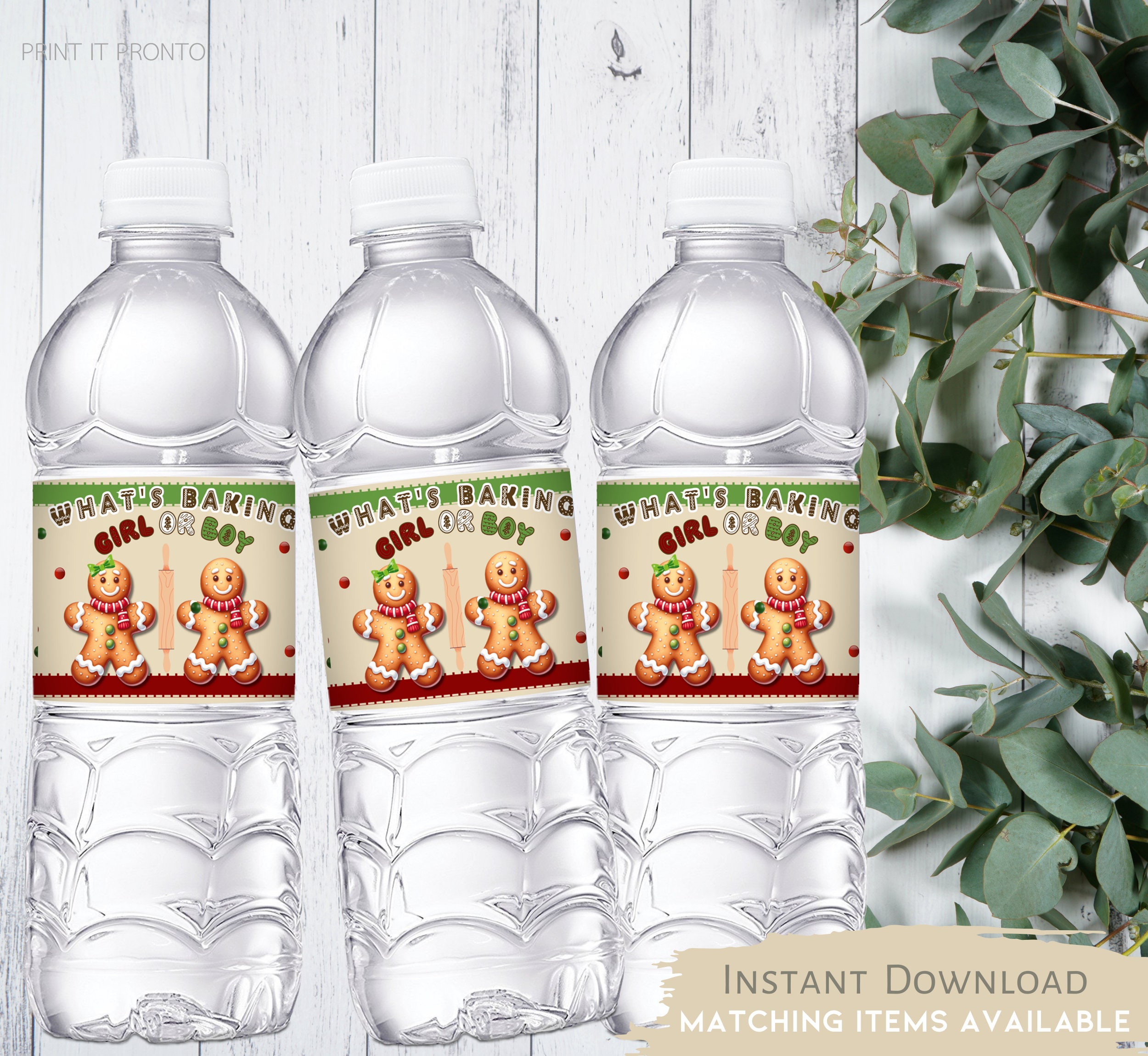 Printable What's Baking Gingerbread Water Bottle Labels - Etsy