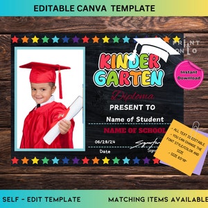 Editable Preschool Diploma With Photo, Graduation Certificate ...