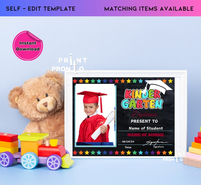 Editable Preschool Diploma With Photo, Graduation Certificate ...