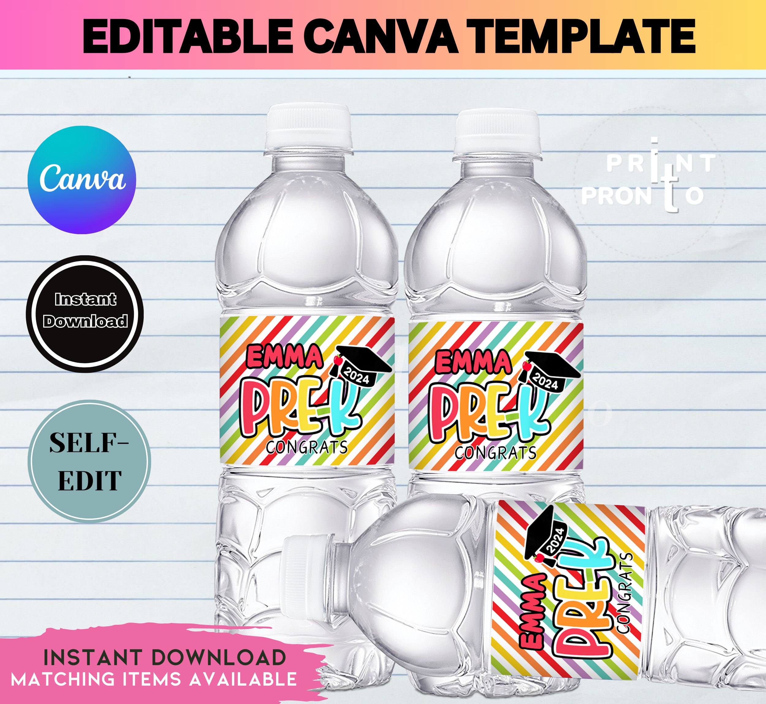 Pre-kindergarten Graduation Water Labels, Graduation Favors ...