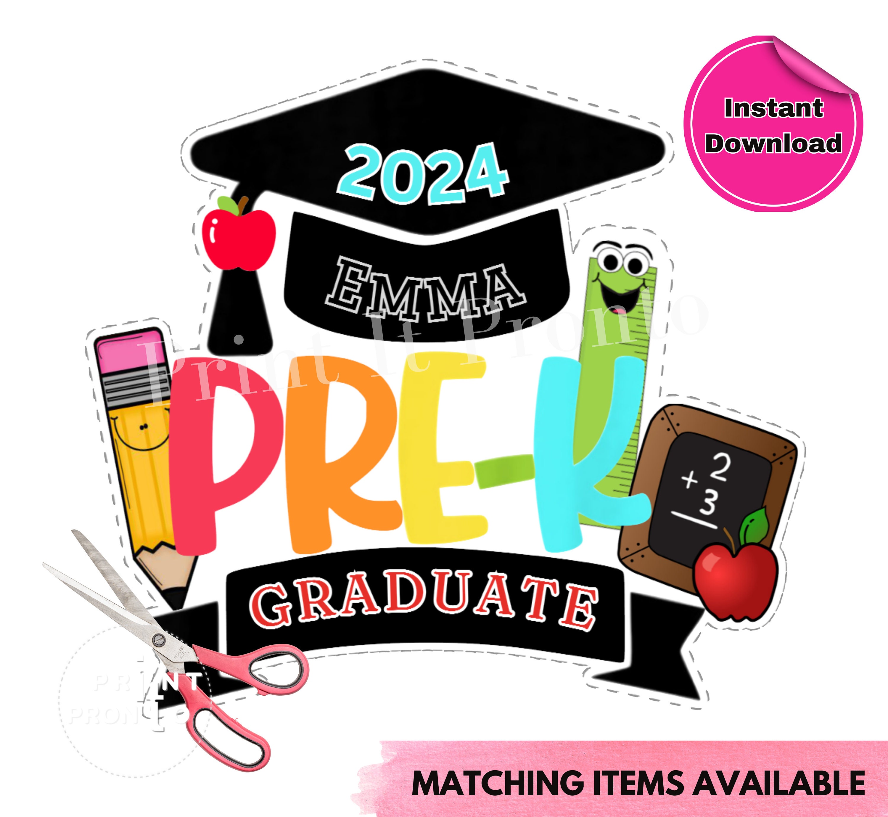 Editable Pre Kindergarten Graduation Cake Topper, Kindergarten ...