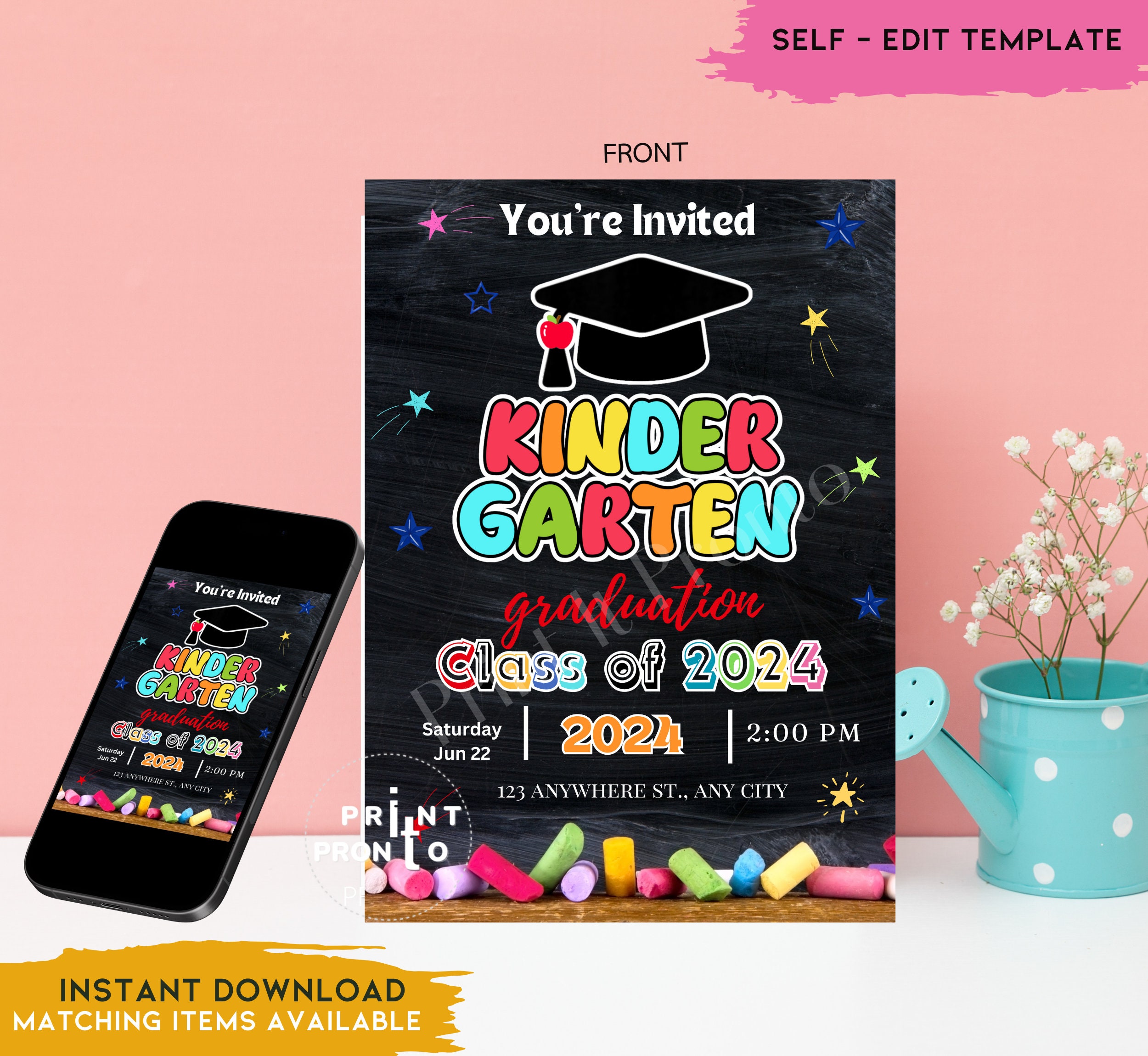 Editable Kindergarten Invitation Template, Kindergarten Graduation ...