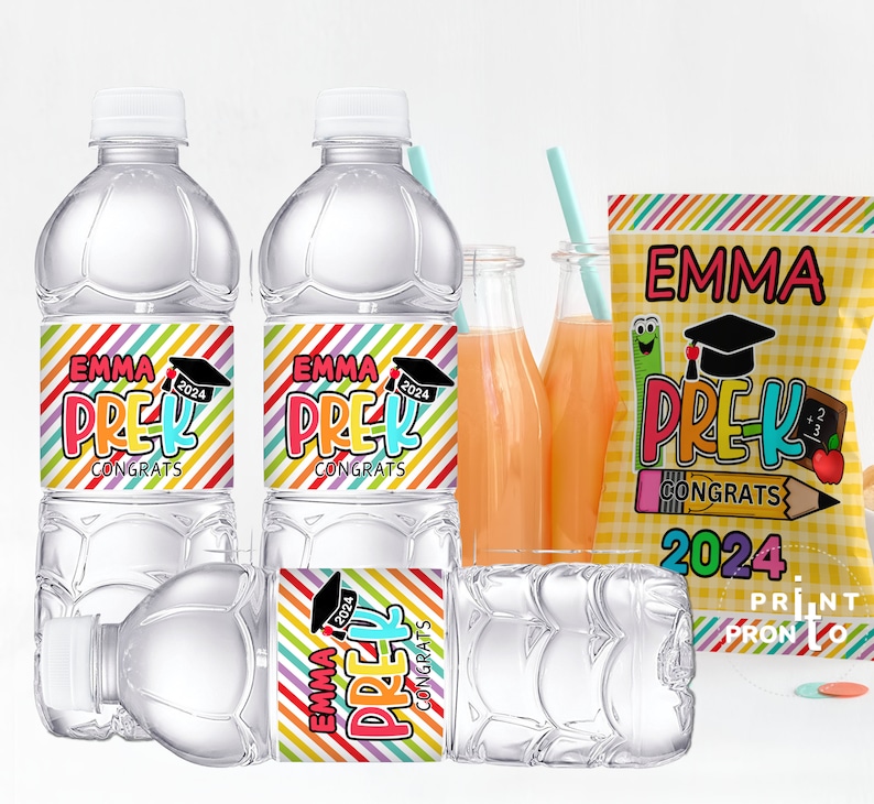 Pre-kindergarten Graduation Water Labels, Graduation Favors ...