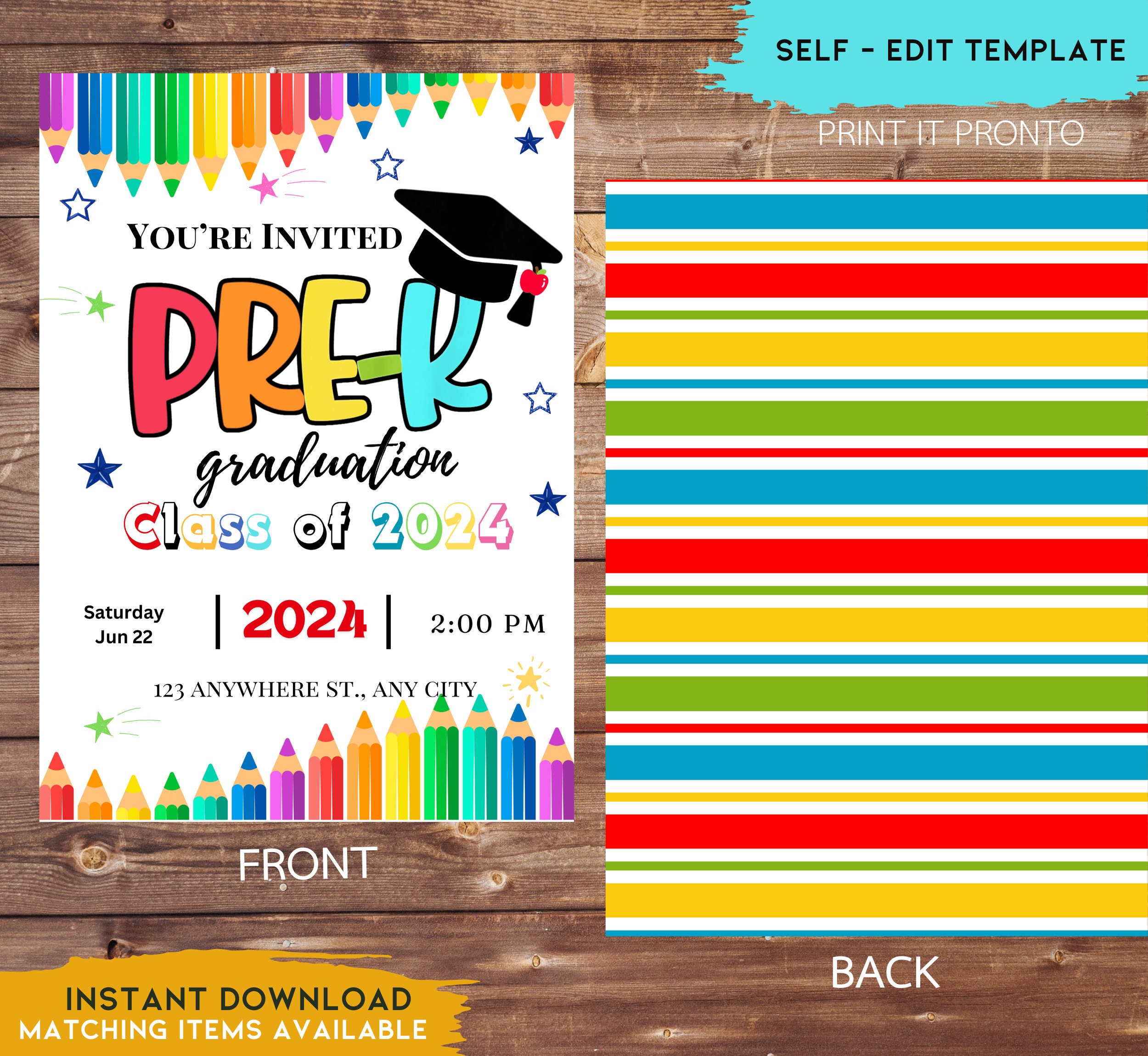 Editable Pre-k Graduation Invitation, Prek Announcement Invite ...
