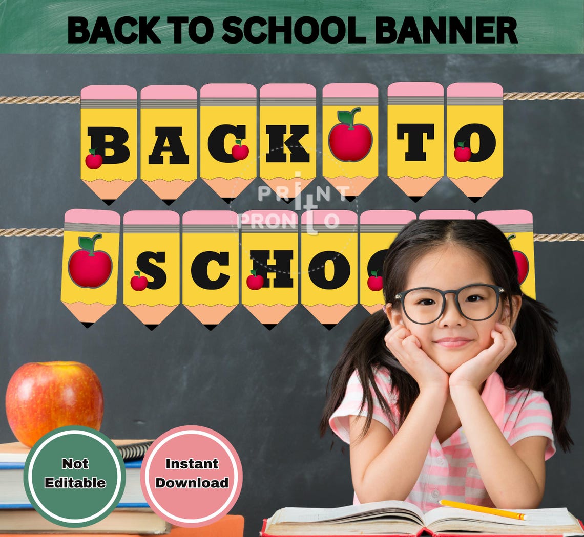 Back to School Banner, Back to School Flyer, School Supplies, First Day ...