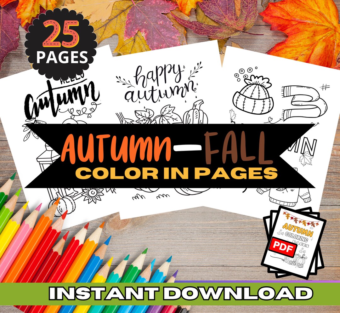 Autumn Coloring Pages, 25 Printable Fall Activity Sheets (digital ...