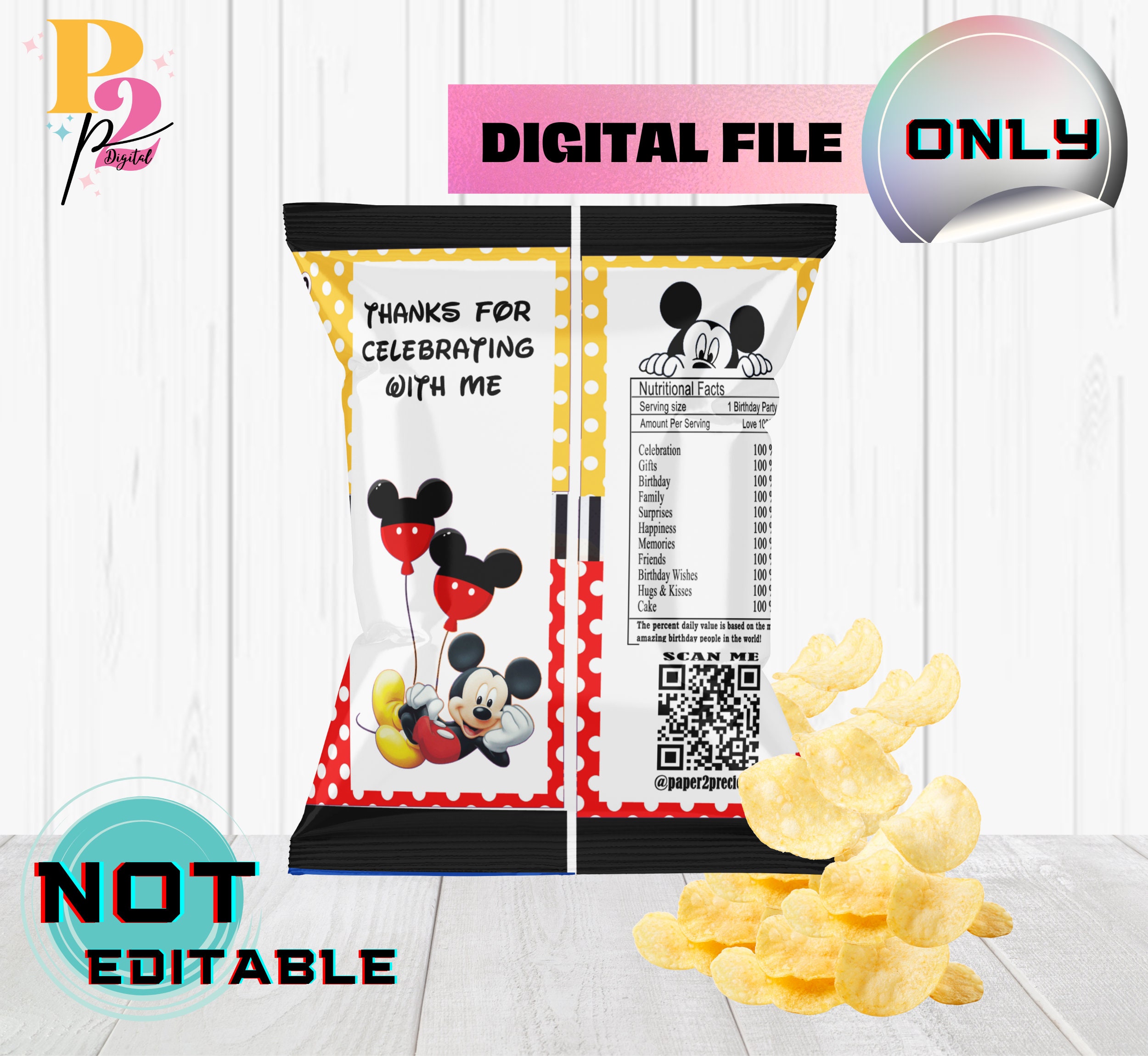 Mickey Mouse Chip Bags, Mickey Party, Mickey Birthday, Mickey Favors ...