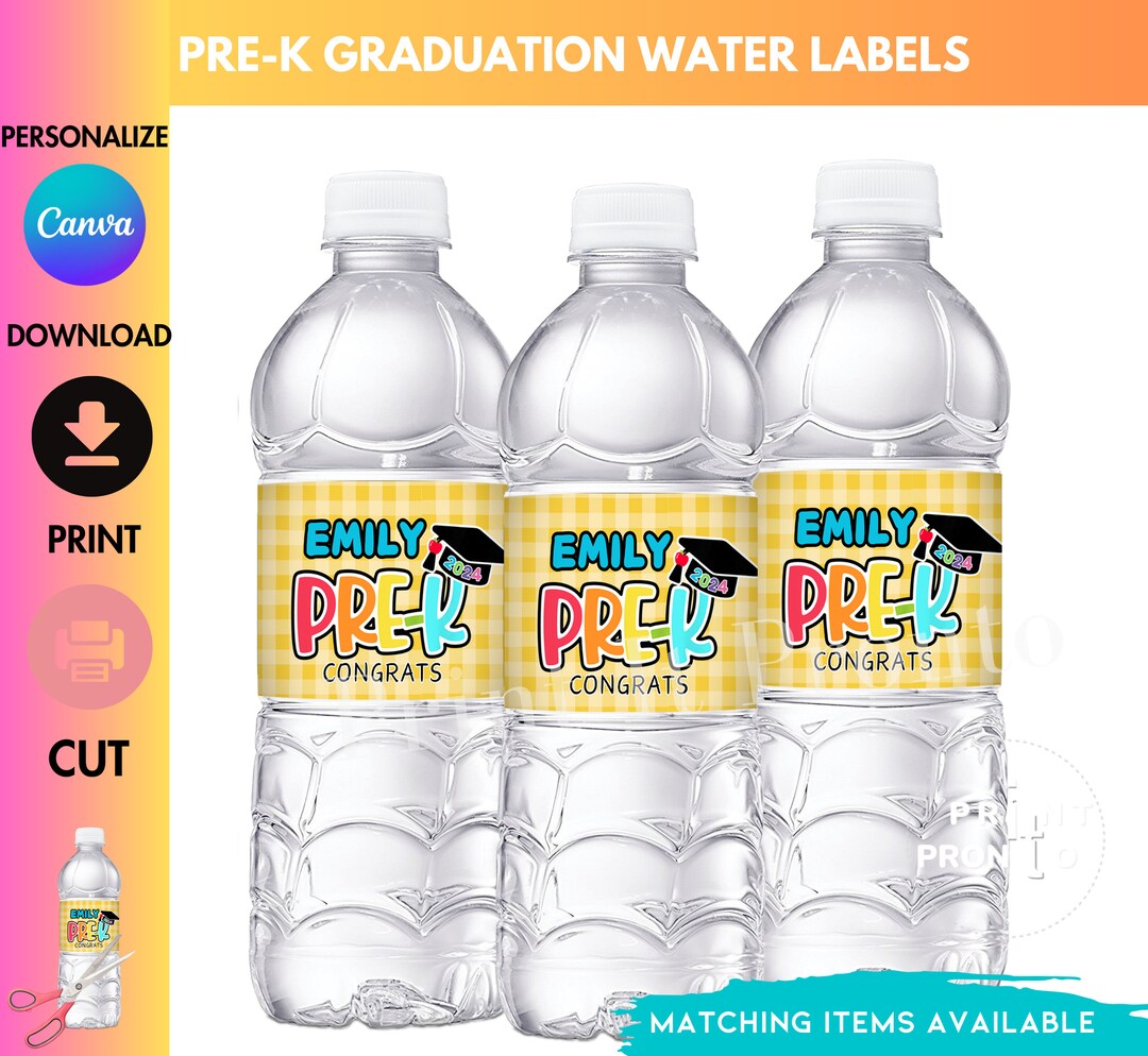Pre-kindergarten Graduation Water Labels, Graduation Favors ...