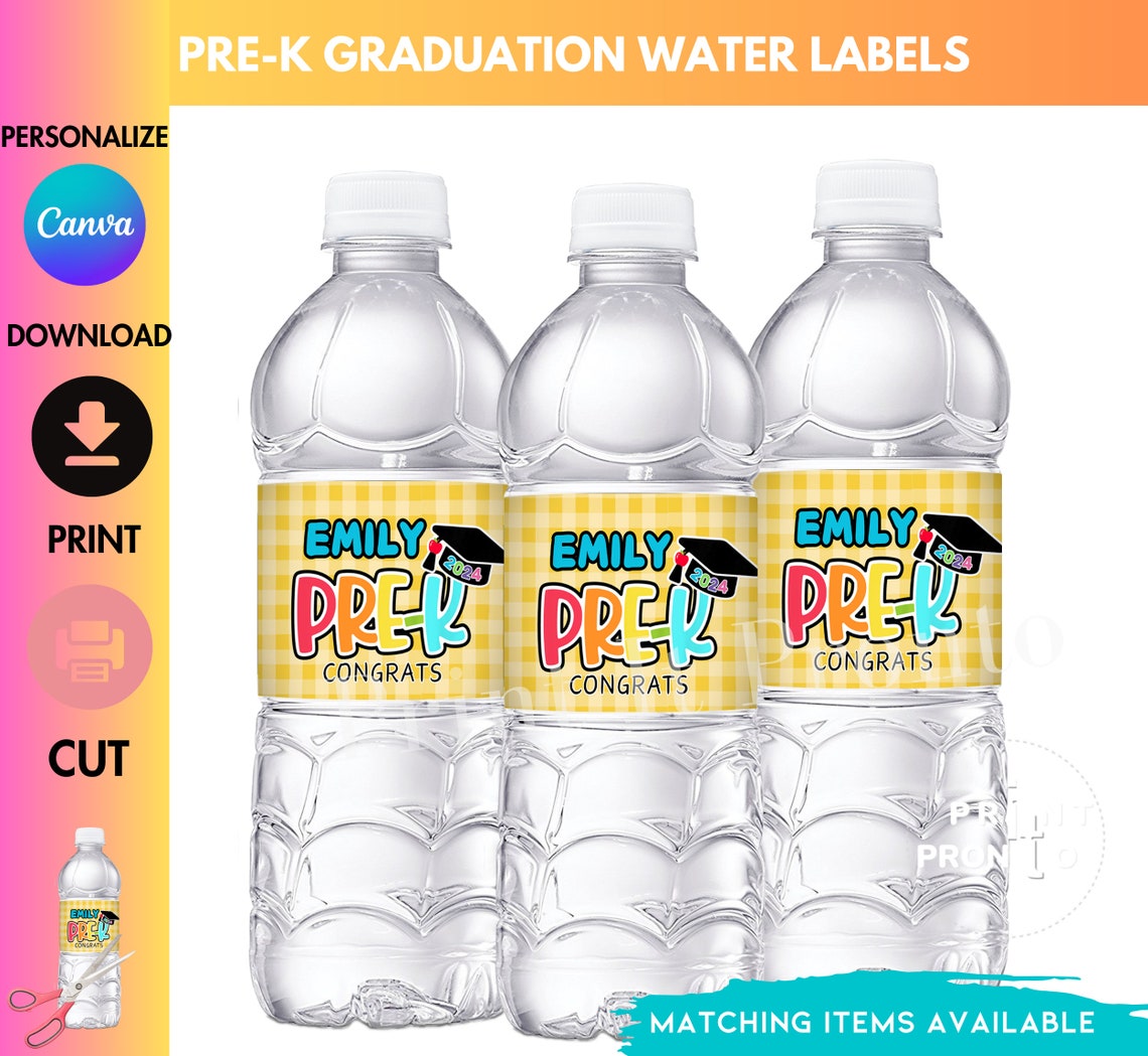 Pre-kindergarten Graduation Water Labels, Graduation Favors ...
