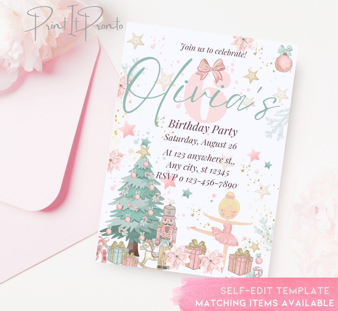EDITABLE Nutcracker Invitation Birthday Party Decorations - Etsy