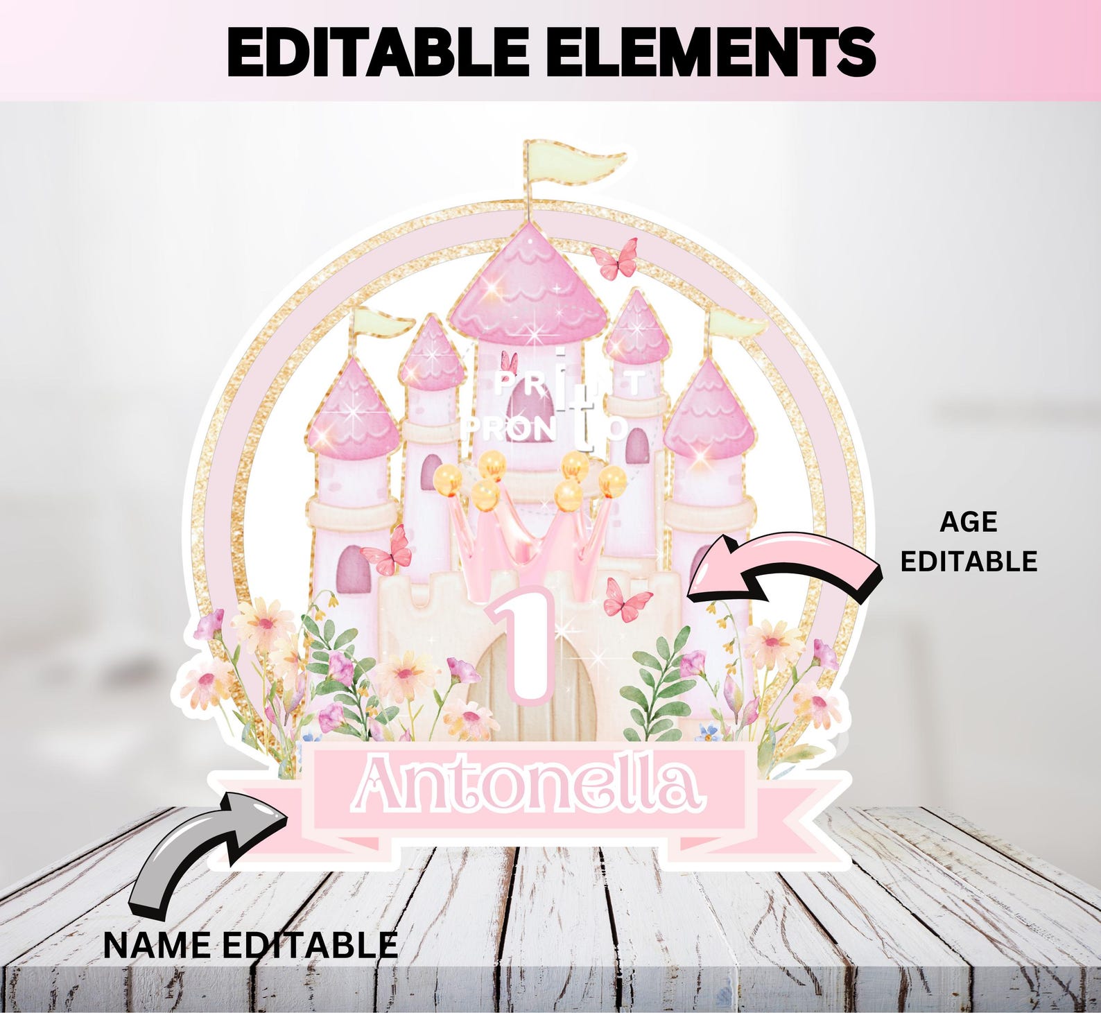 Princess Cake Topper, Castle Cake Topper, Crown Party, Castle Birthday ...