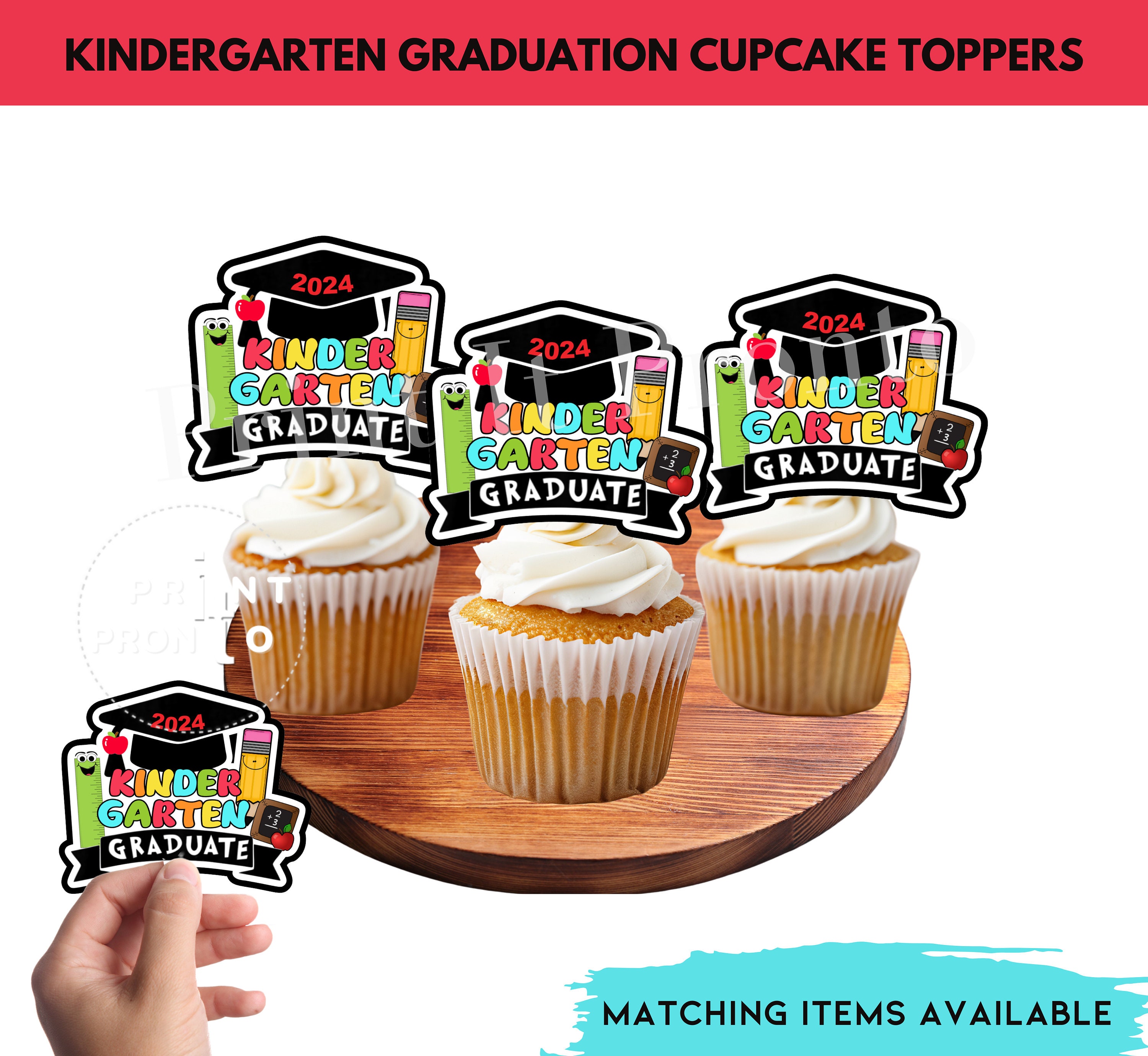 Kindergarten Graduation Cupcake Toppers, Pre Kindergarten Graduation ...