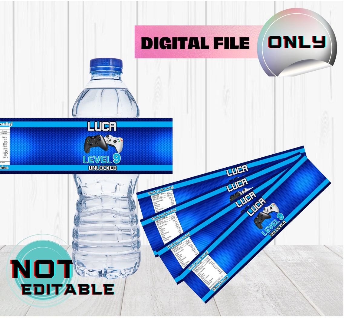 Gamer Water Bottle Labels Gamer Party Gamer Birthday Party Decorations ...