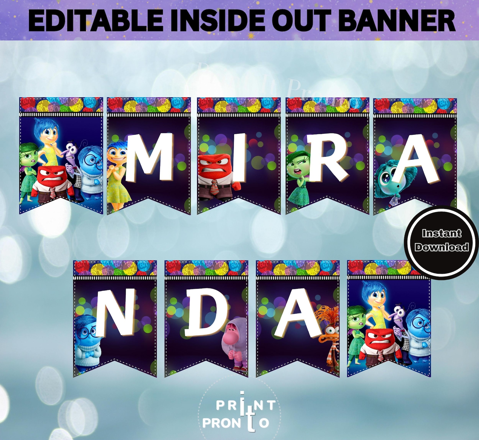 Editable Inside Out Banner, Inside Out Birthday, Inside Out Party ...
