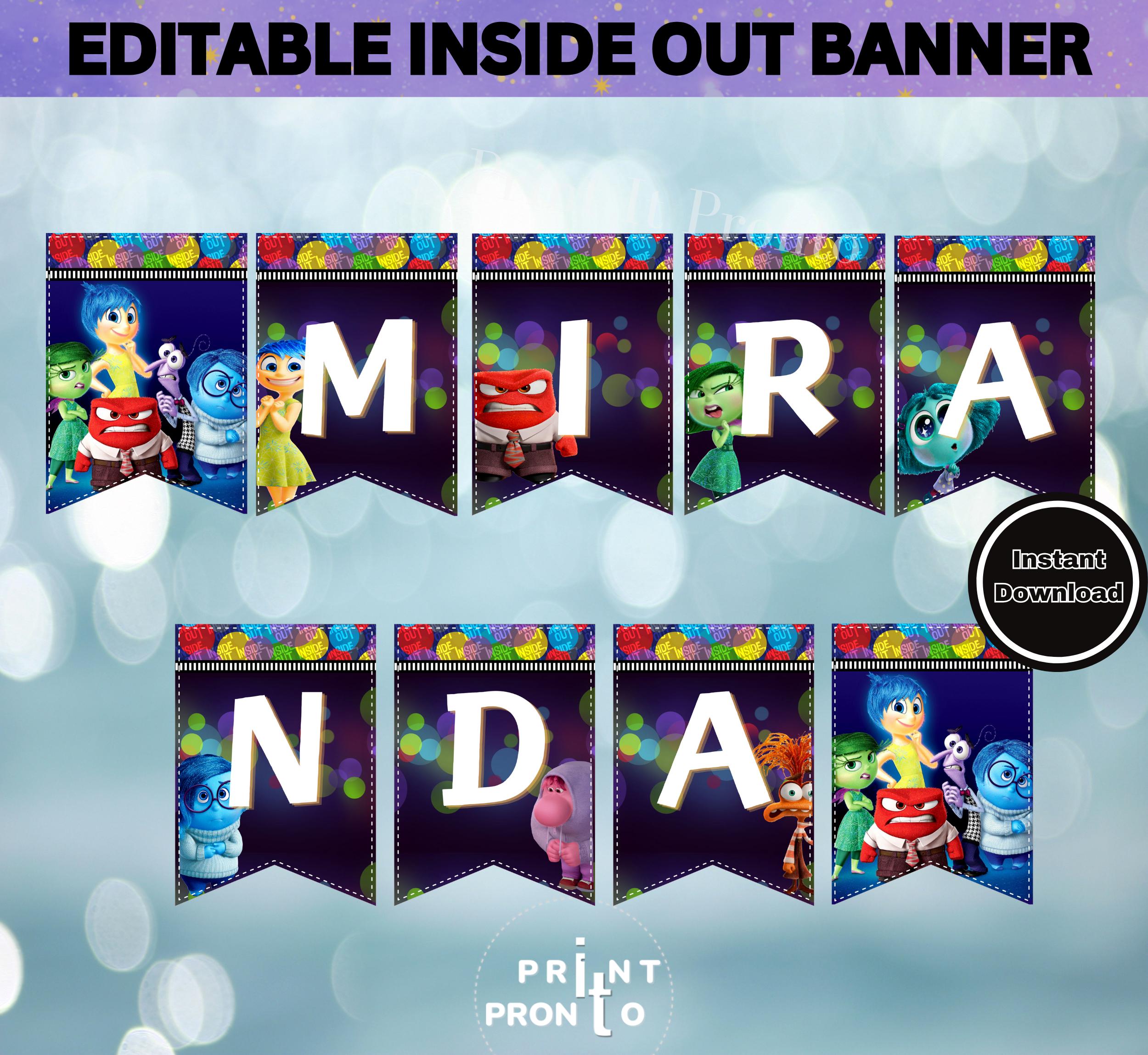 Editable Inside Out Banner, Inside Out Birthday, Inside Out Party ...