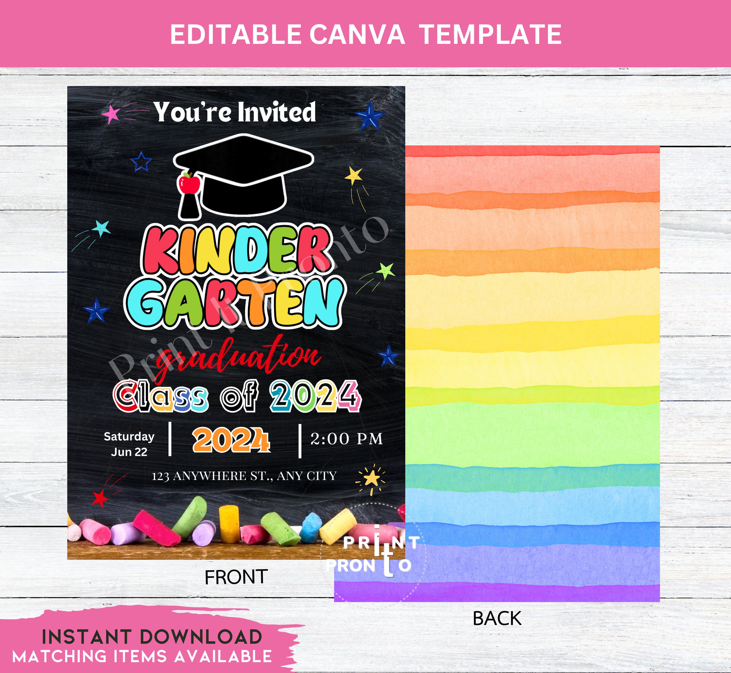 Editable Kindergarten Invitation Template, Kindergarten Graduation ...