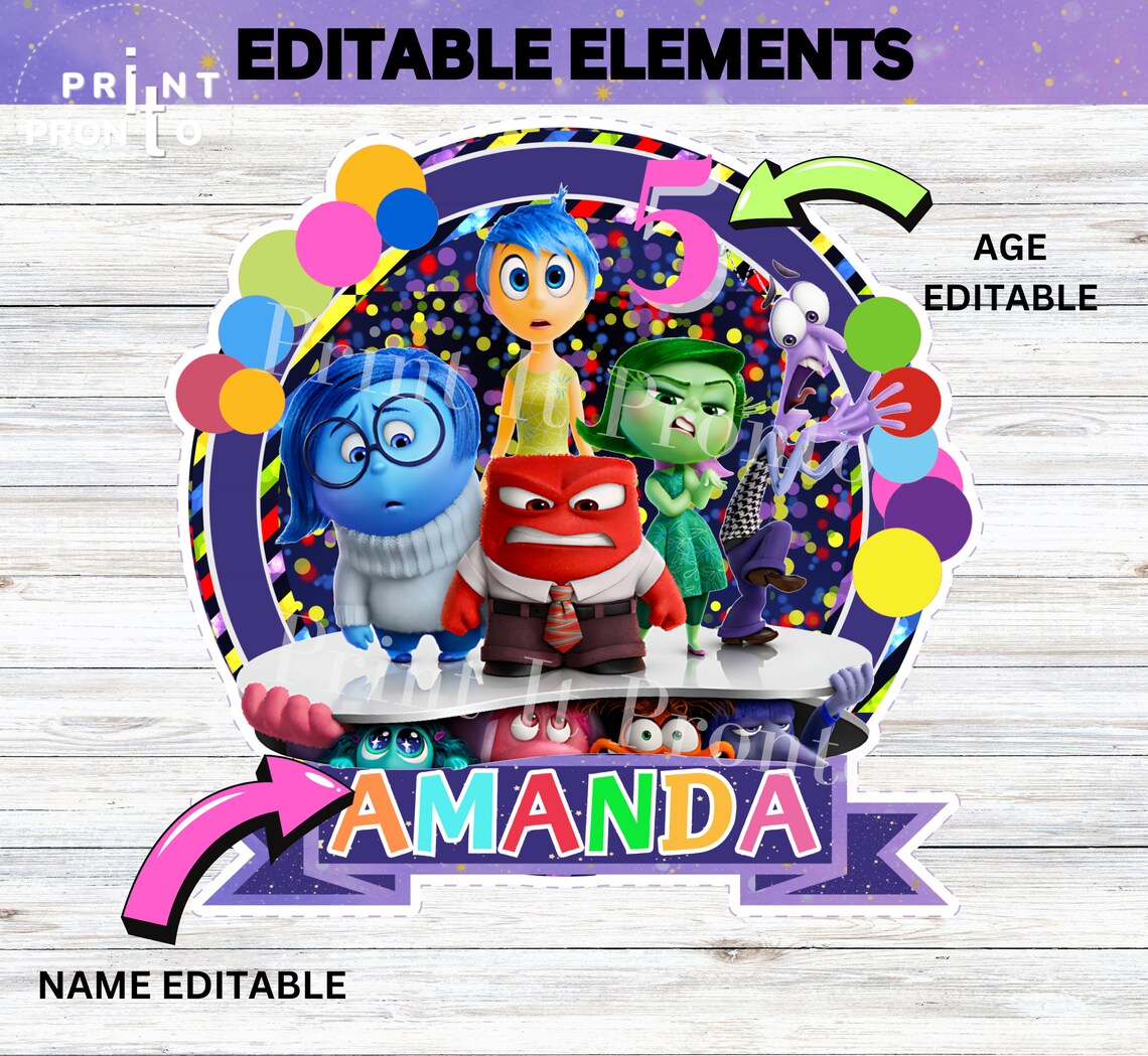 Inside Out Cake Topper, Inside Out Birthday, Inside Out Party, Inside ...