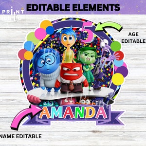 Inside Out Cake Topper, Inside Out Birthday, Inside Out Party, Inside ...
