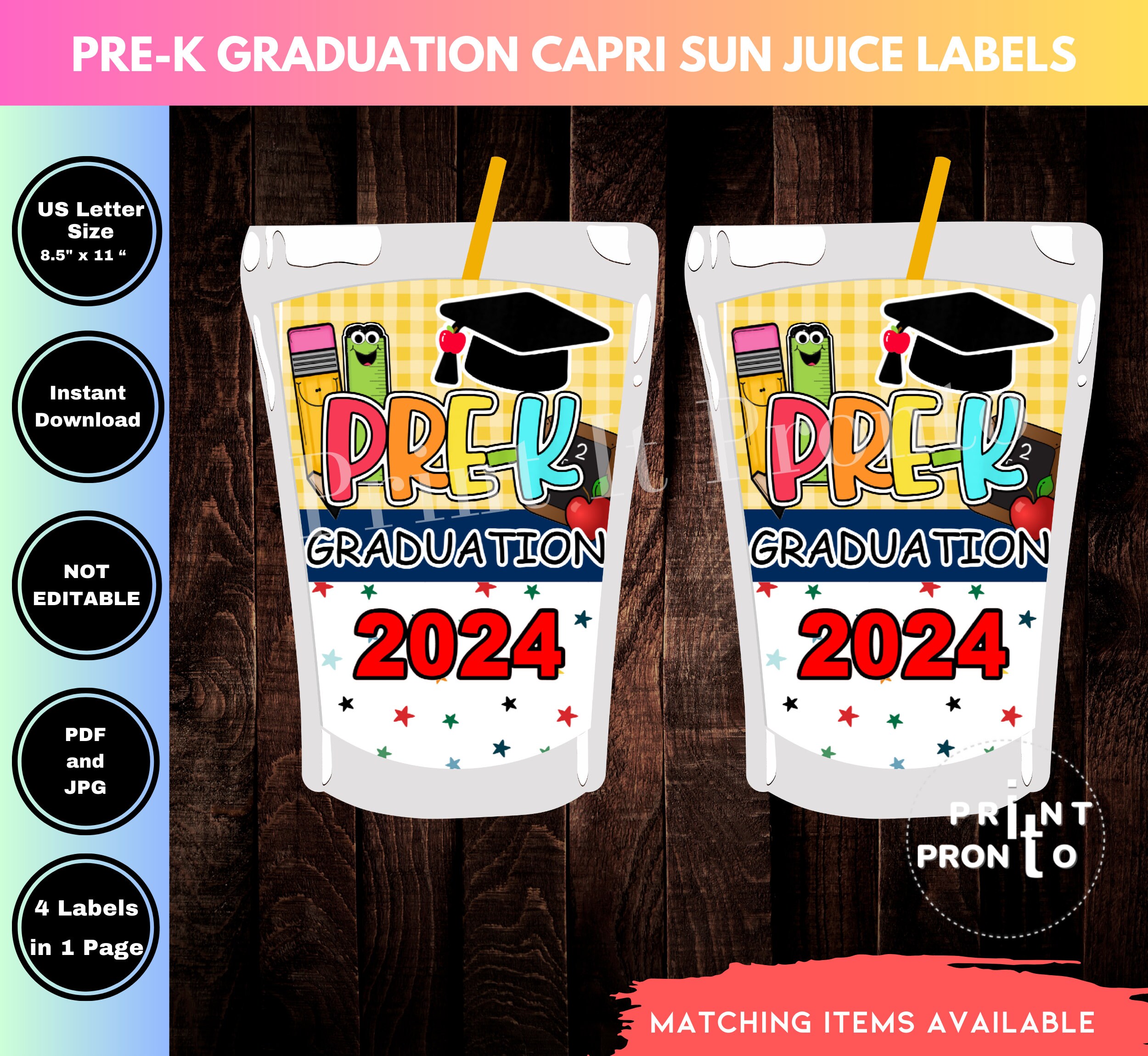 Pre Kindergarten Graduation Capri Sun Labels, Kindergarten Graduation ...