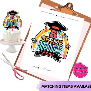 Editable 5th Grade Graduation Cake Topper, School Grad, 5th Grade ...