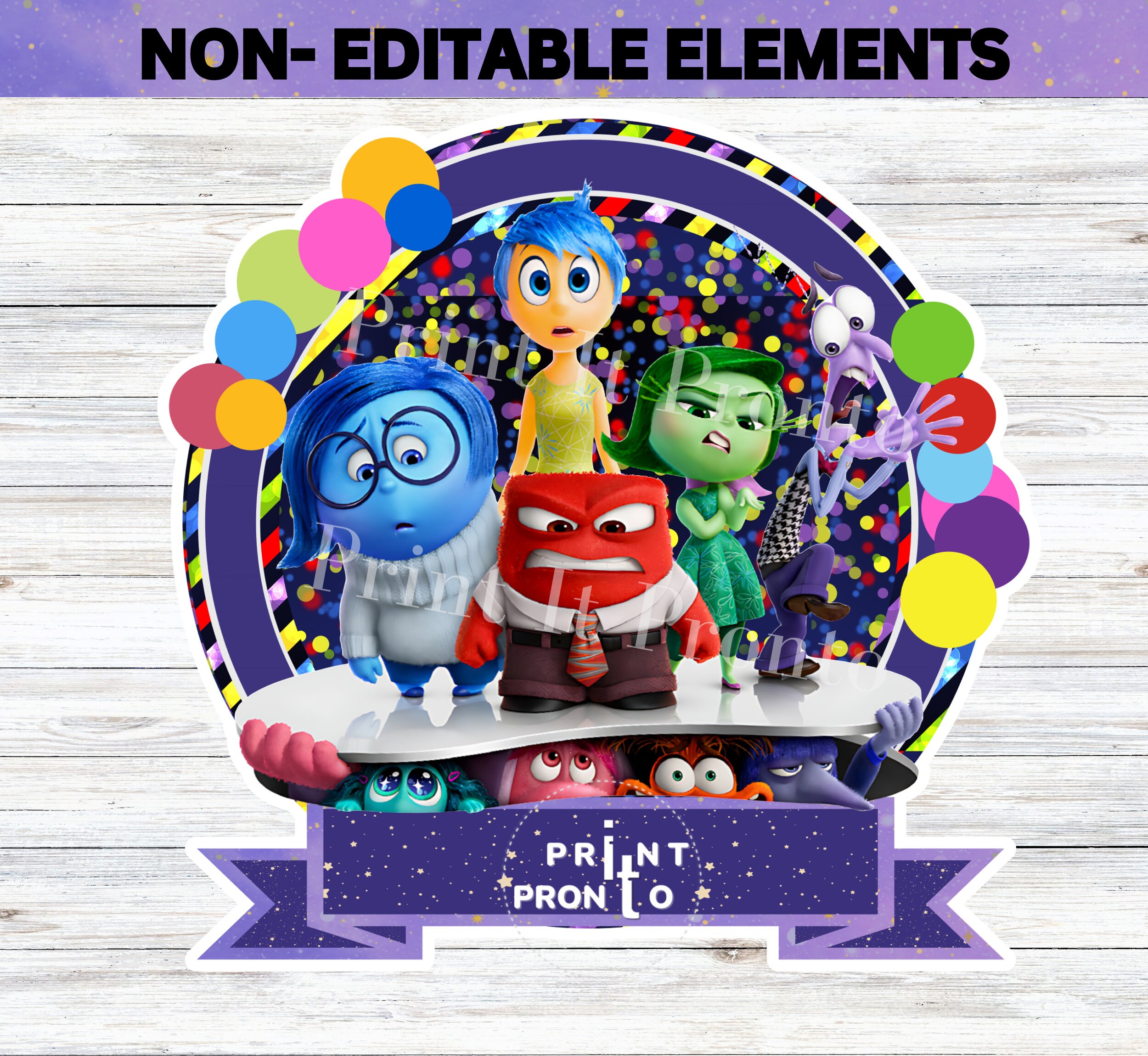 Inside Out Cake Topper, Inside Out Birthday, Inside Out Party, Inside ...