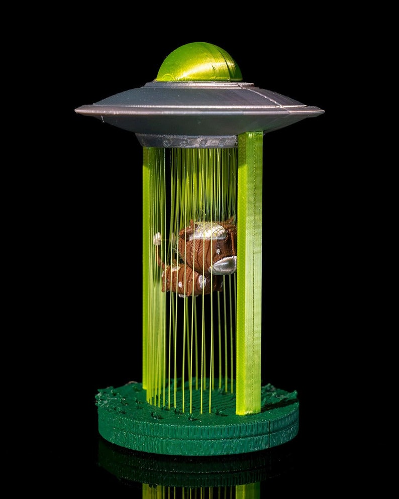 Alien UFO Abducting a Cow 3D Printed Suspended Art - Etsy UK