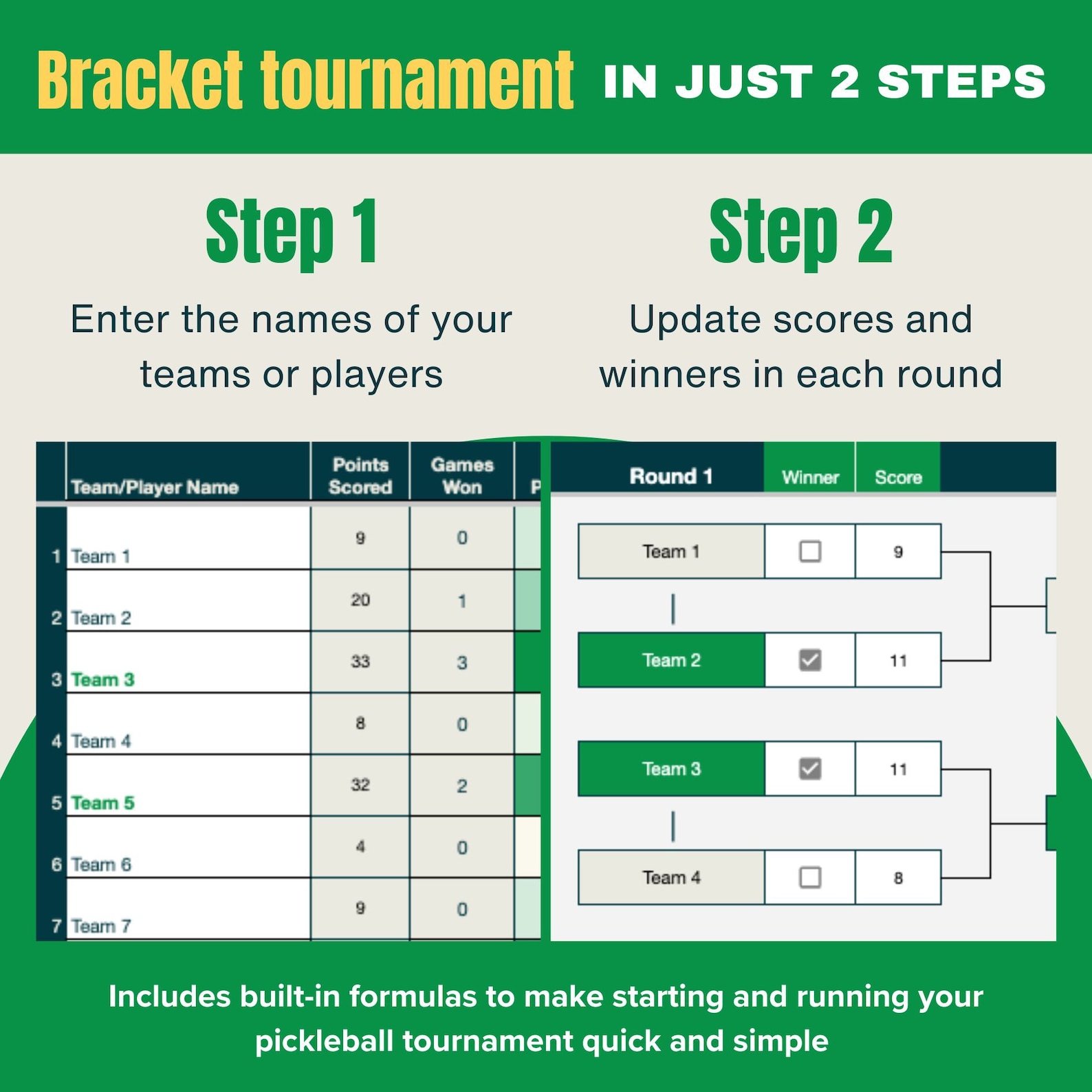 Ultimate Pickleball Bracket Tournament Template, up to 32 Players or ...