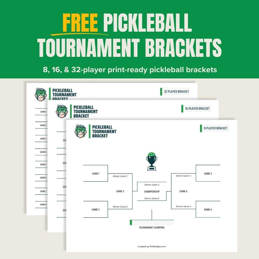 Pickleball Tournament Brackets Printable - 8.5x11 PDF Format - Includes ...