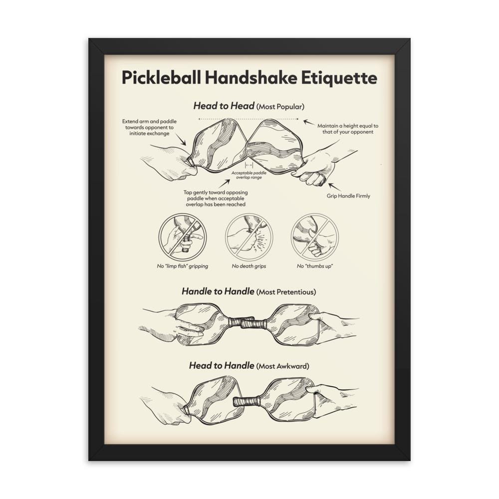 Pickleball Poster - Handshake Etiquette. Pickleball Wall Art for Home ...