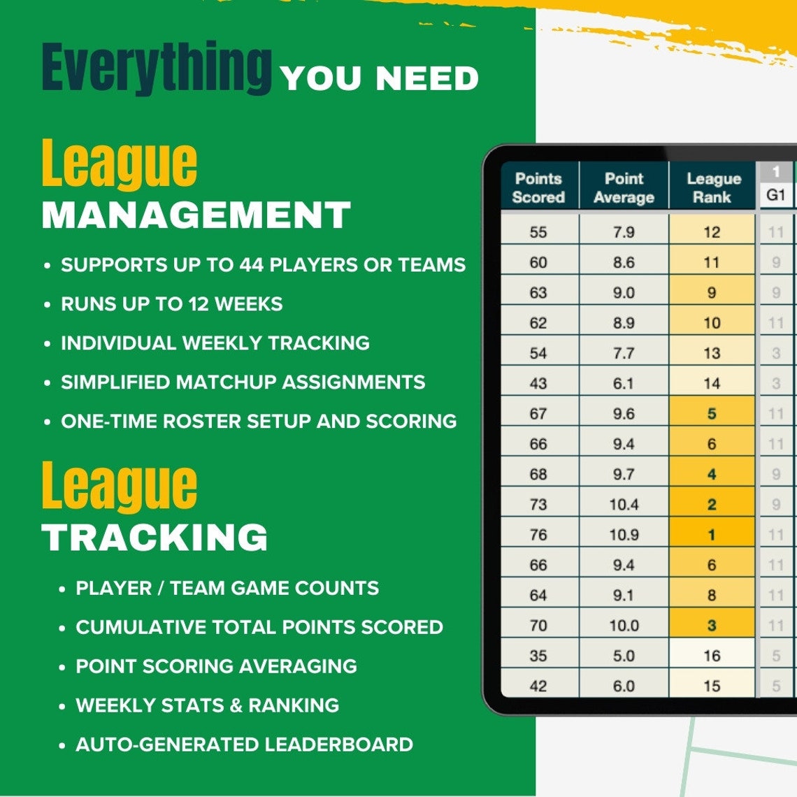 Ultimate Pickleball League Template, Team & Player Ladder Leagues ...