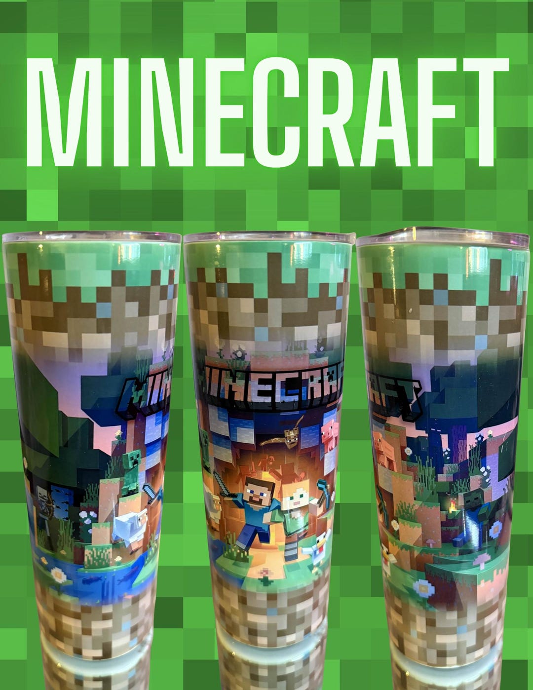 Minecraft Tumbler | Stainless Steel Insulated Cup | Cartoon Tumbler - Etsy