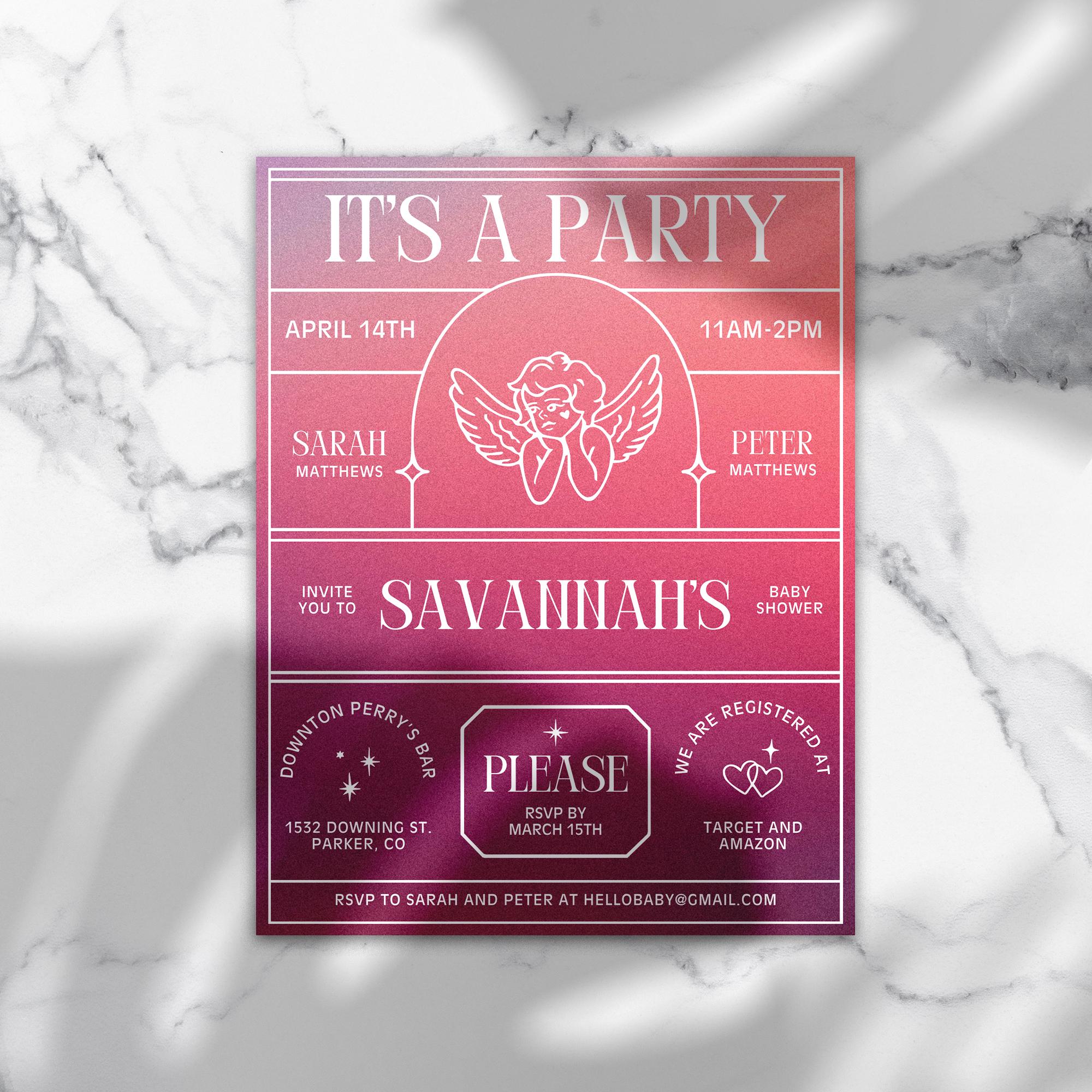 Trendy Tattoo Inspired Baby Shower Invitation | Punk Aesthetic Party ...
